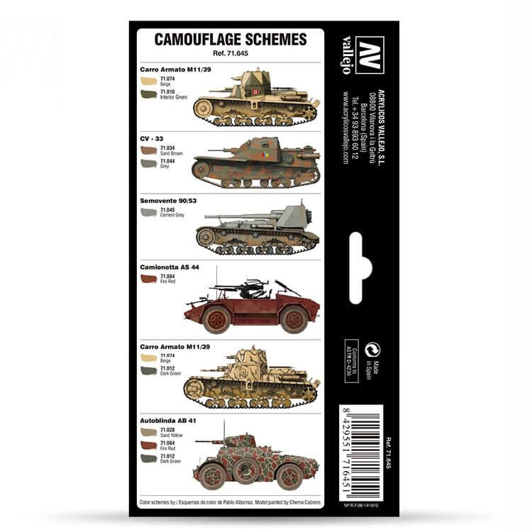 VALLEJO MODEL AIR SET:ITALIAN WWII REGIO ESERCITO CAMO COLORS 1930-1944 ...