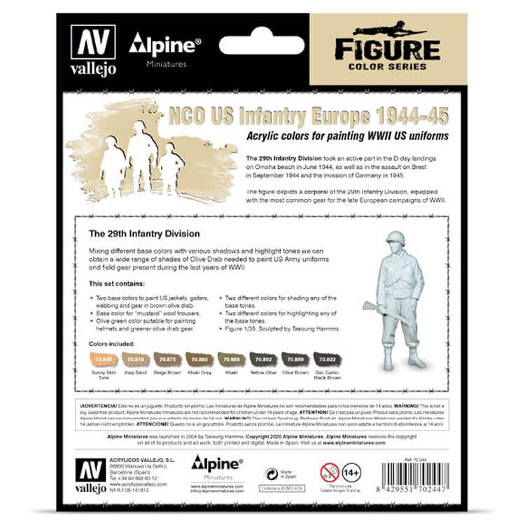 VALLEJO MODEL COLOR SET:ALPINE NCO US INFANTRY EUROPE 1944-45 BY JAUME ...